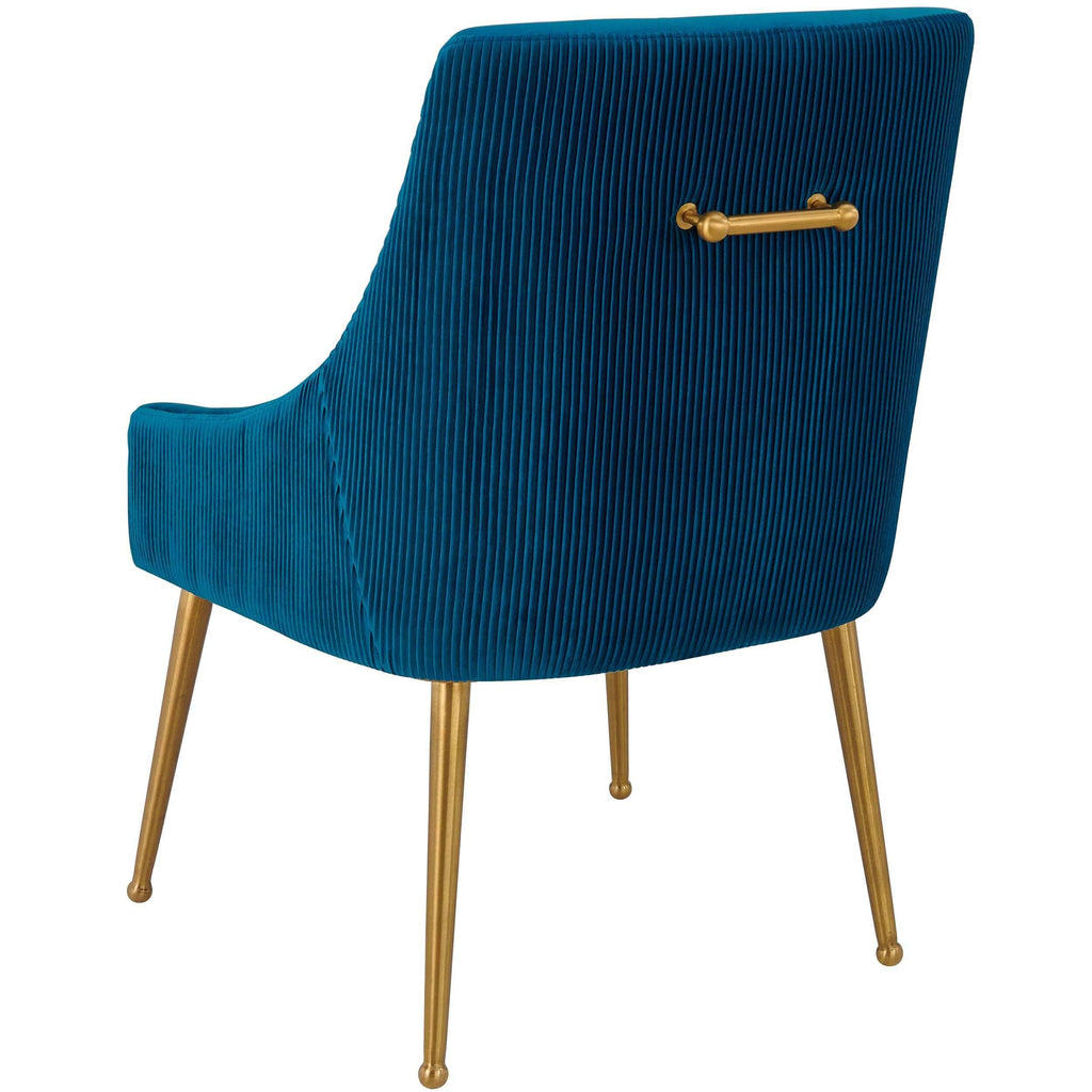 Beatrix Pleated Chair, Navy/Brushed Gold Legs – High Fashion Home