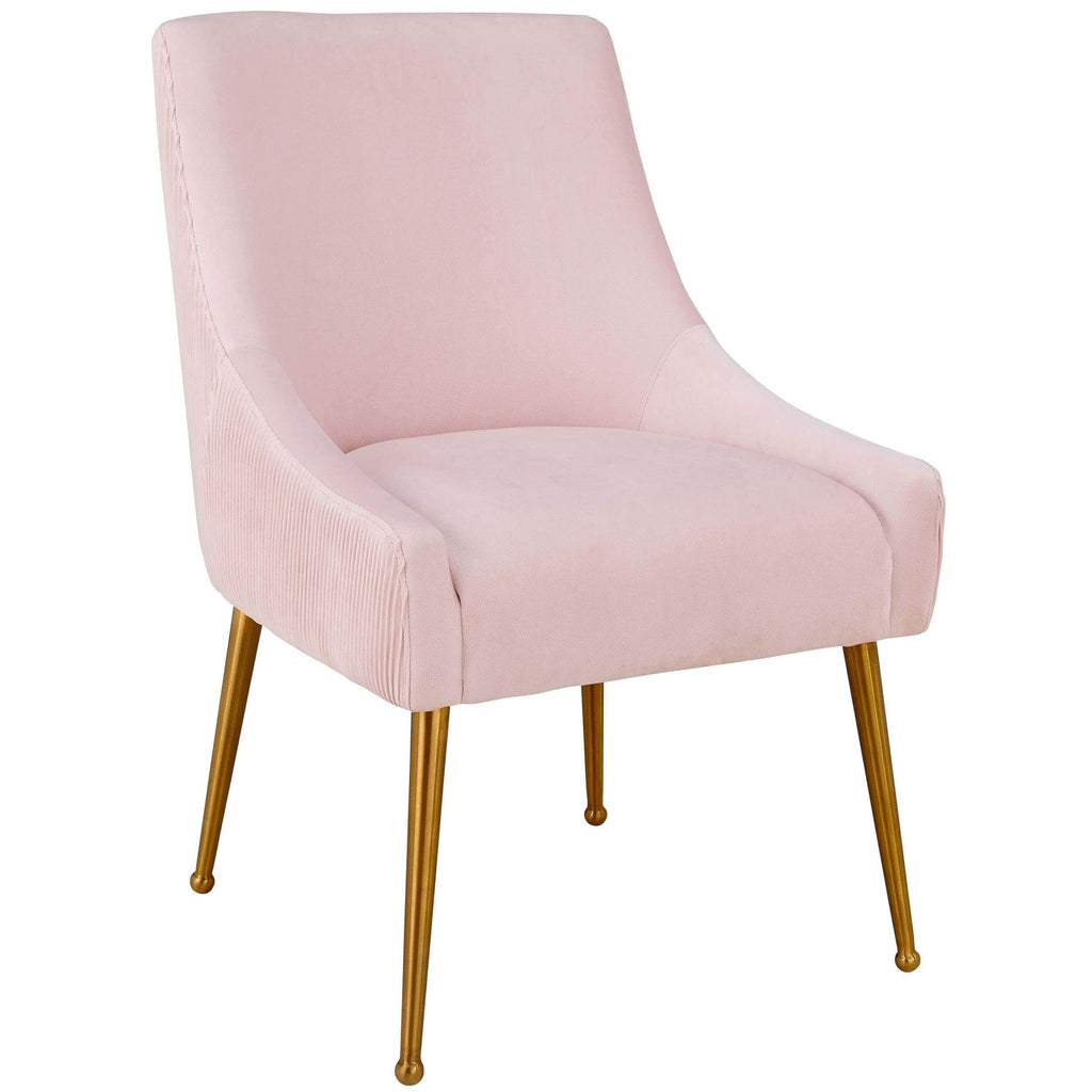Beatrix Pleated Chair, Blush/Brushed Gold Legs – High Fashion Home