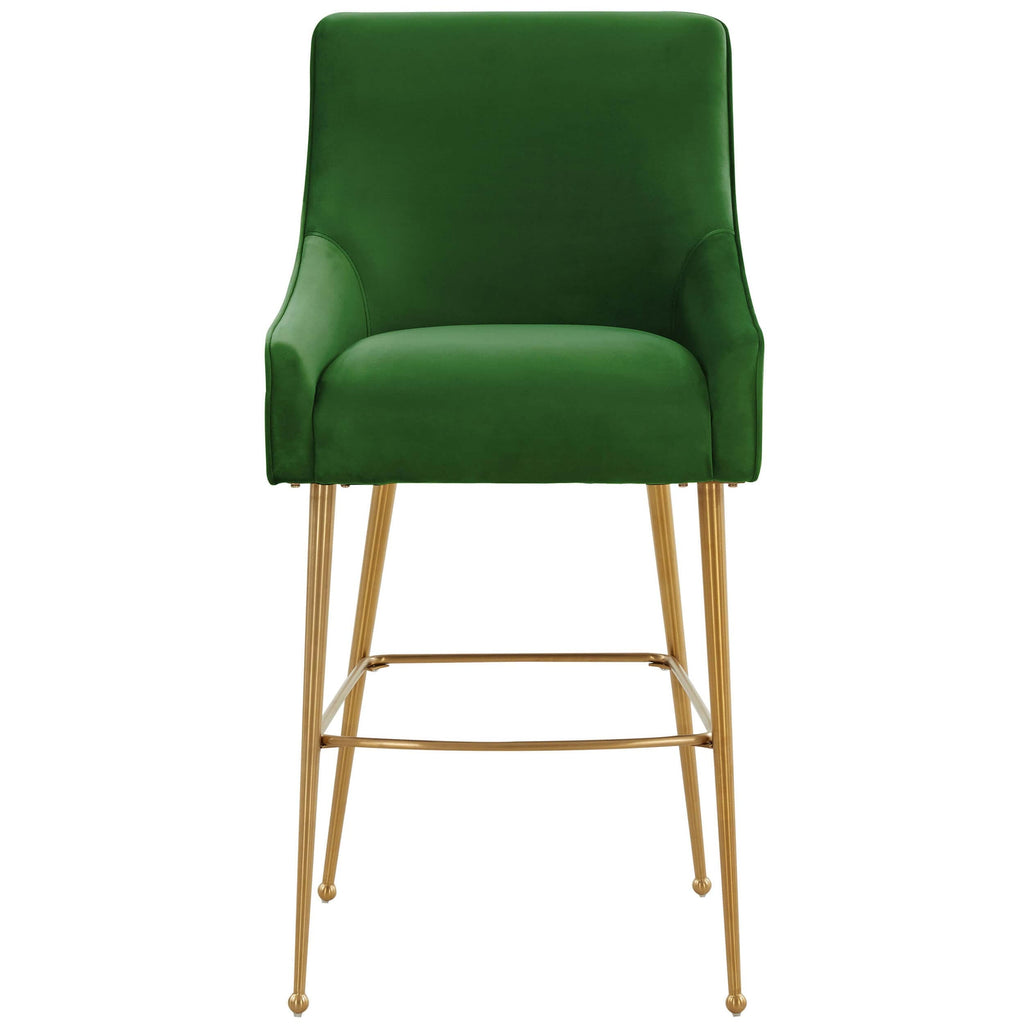 Beatrix Counter Stool, Green/Brushed Gold Legs – High Fashion Home