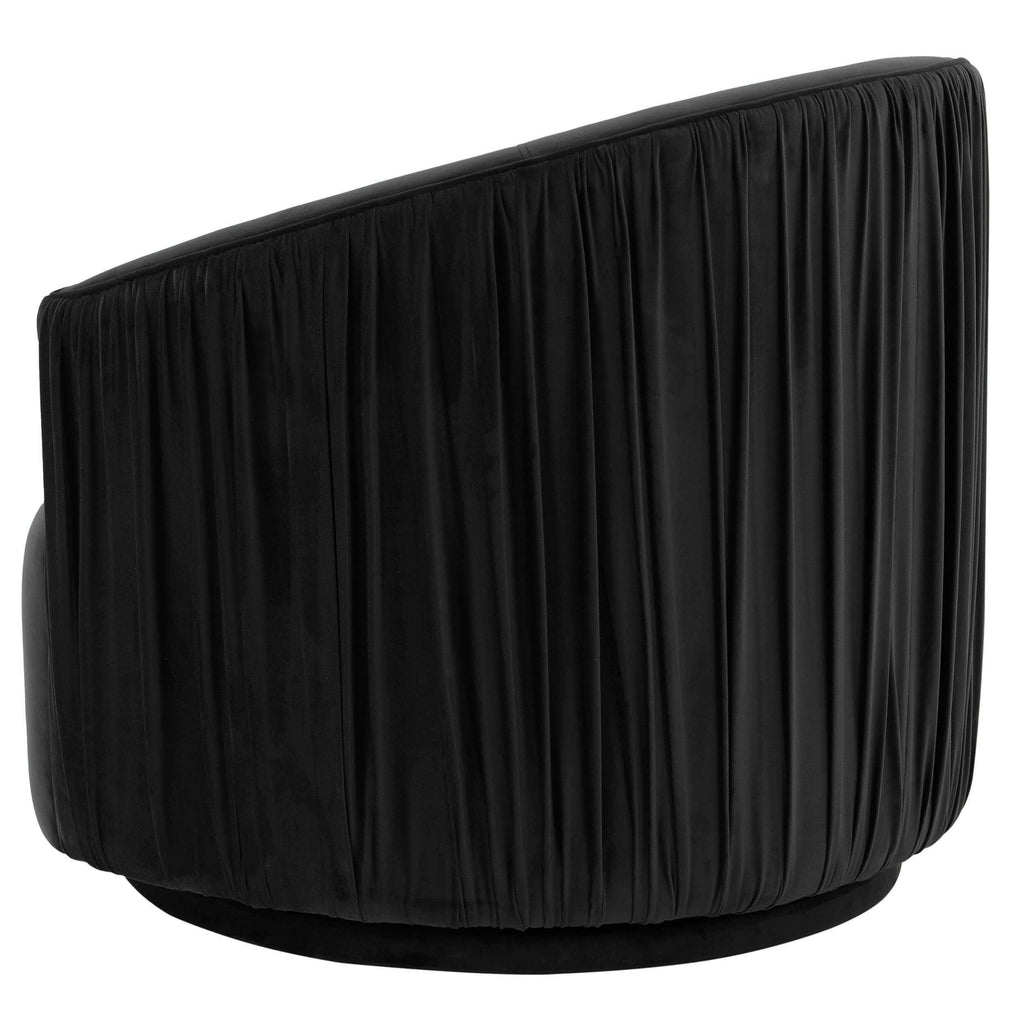 London Pleated Swivel Chair, Black – High Fashion Home