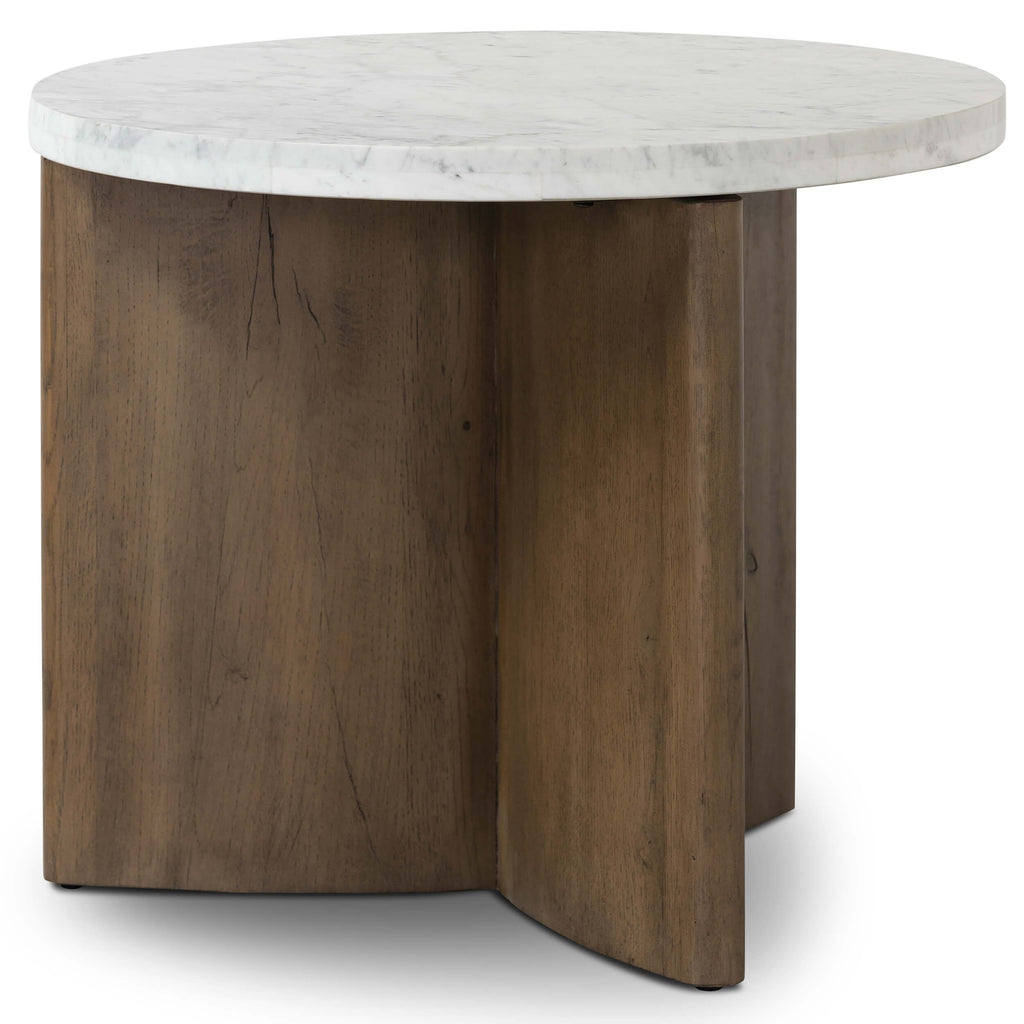 Toli End Table, White Marble/Rustic Fawn by Four Hands – High Fashion Home