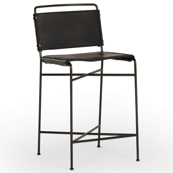 Wharton Counter Stool, Distressed Black, Set of 2 – High Fashion Home