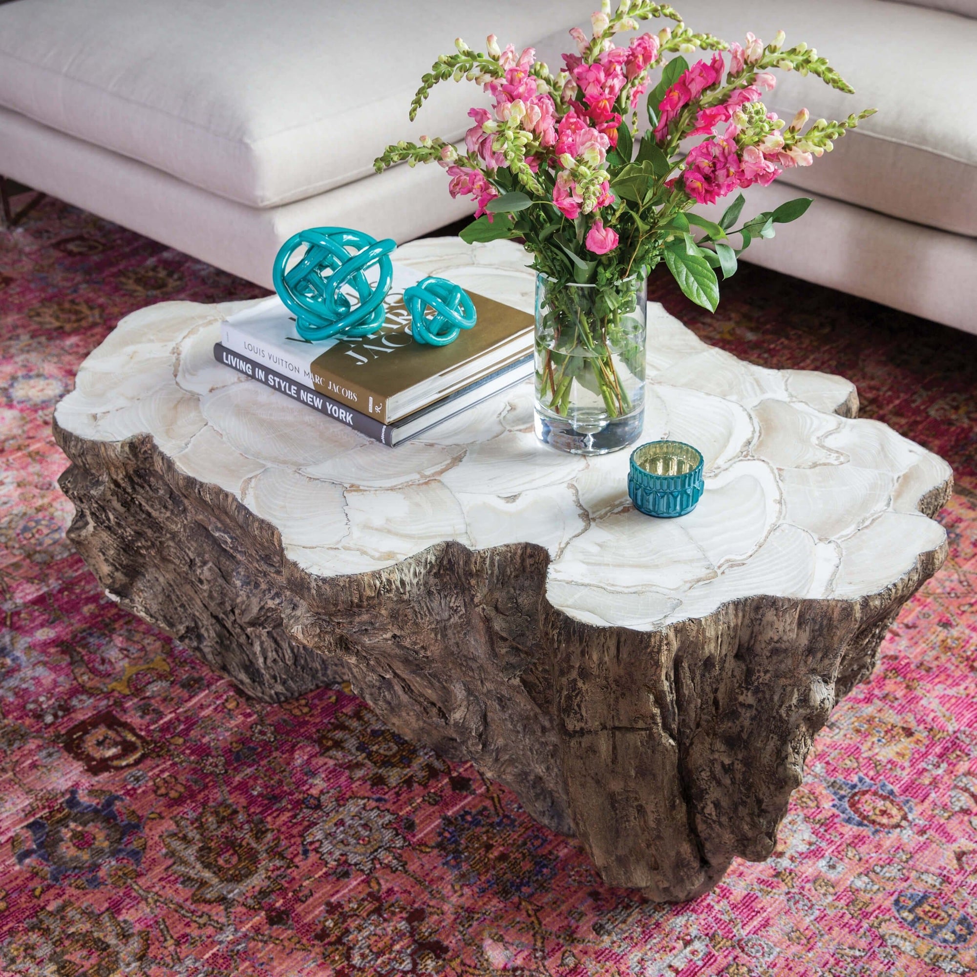 fossilized clam shell coffee table