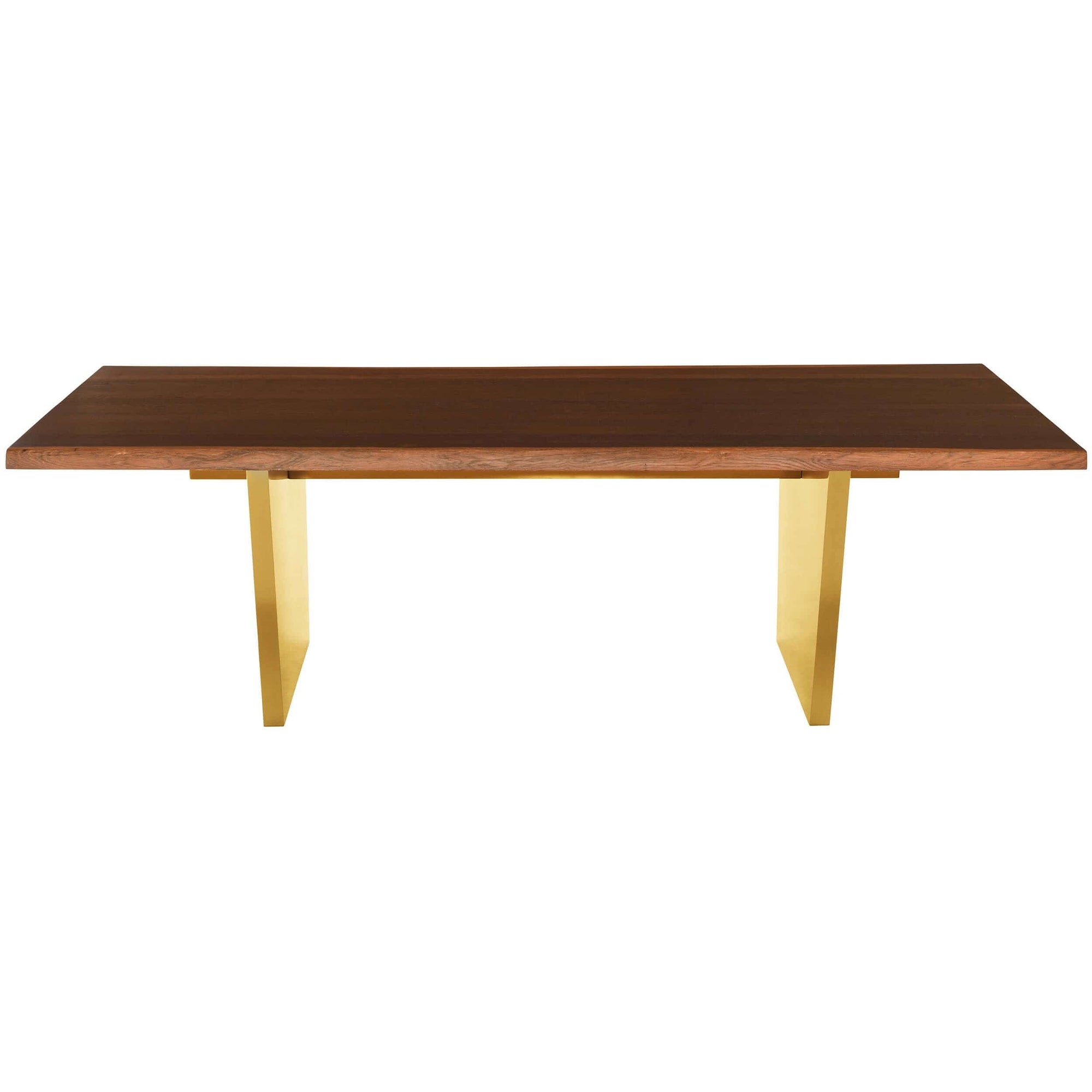 Aiden Dining Table, Seared Oak/Brushed Gold Base – High Fashion Home