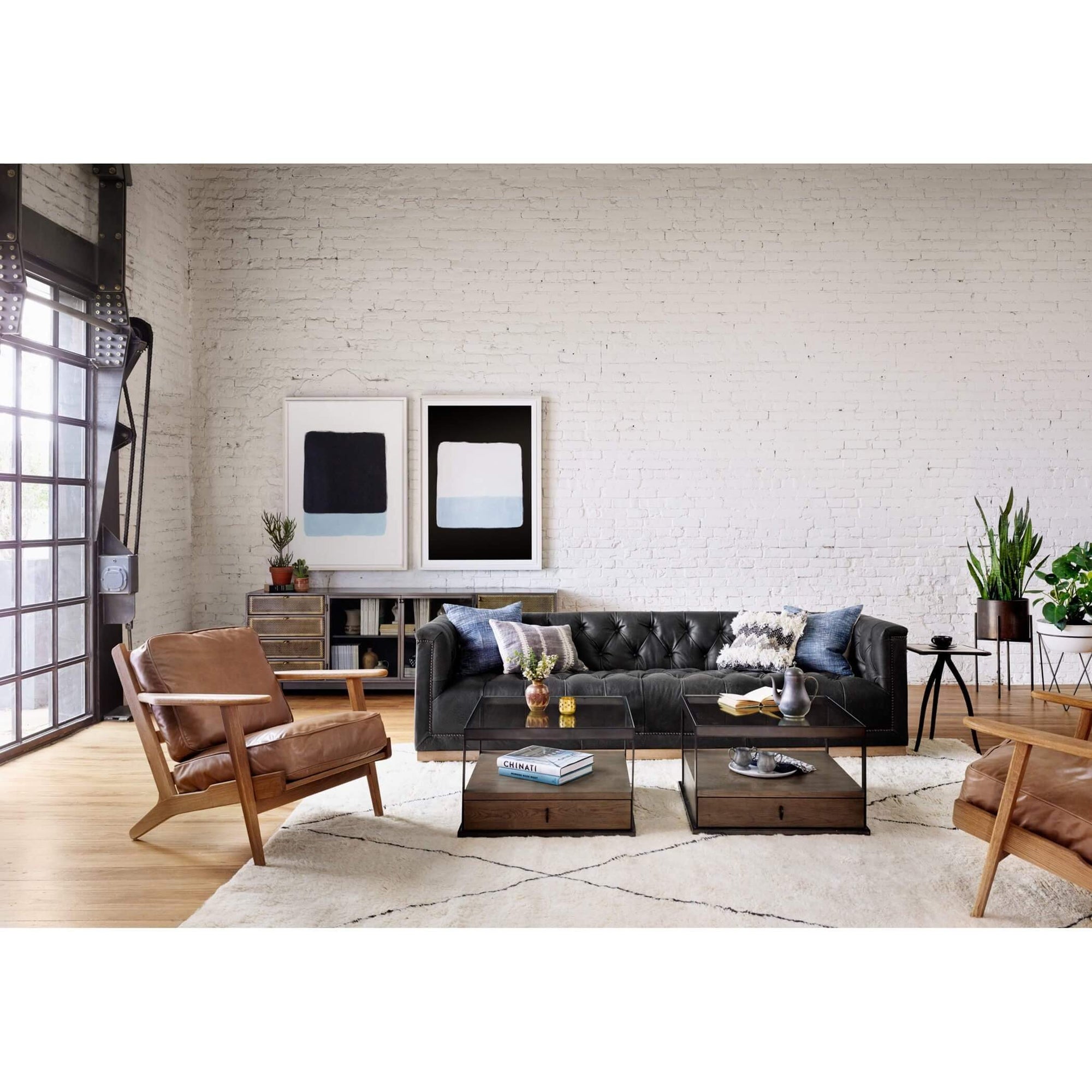 Maxx Leather Sofa, Destroyed Black – High Fashion Home