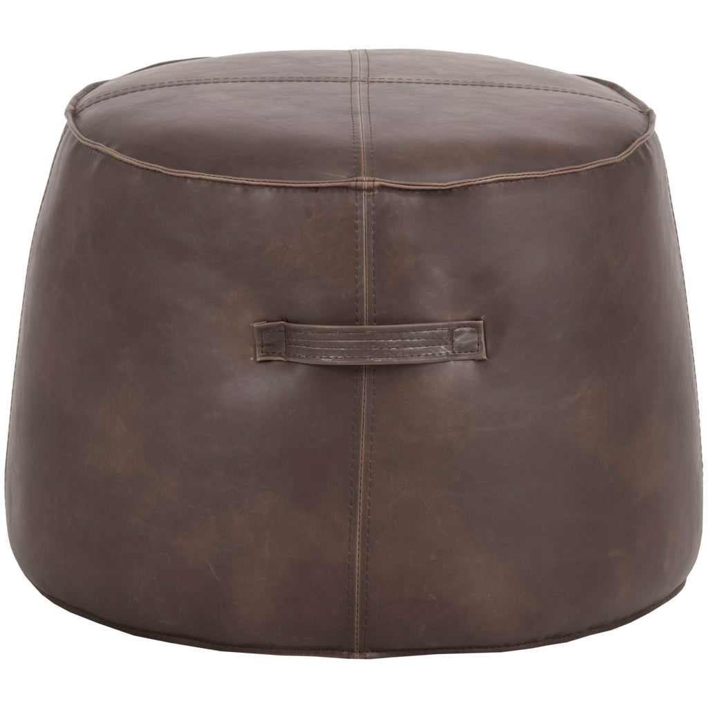 Dark Brown Leather Ottoman