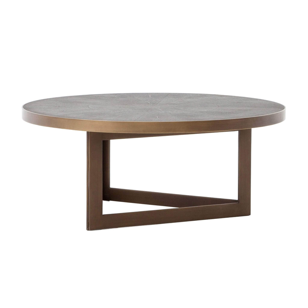 Shagreen Round Coffee Table, Antique Brass by Four Hands – High Fashion ...