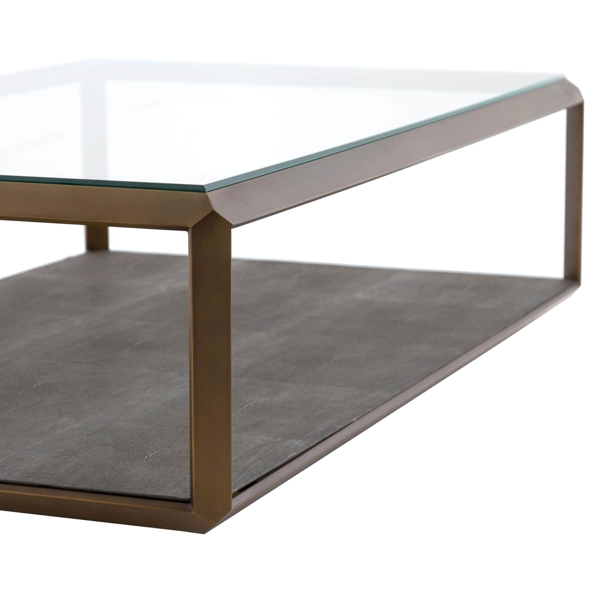 Shagreen Shadow Box Coffee Table, Brass by Four Hands – High Fashion Home